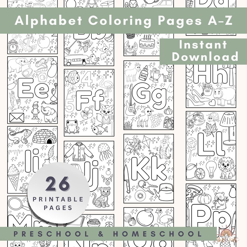 Alphabet Coloring Pages A-Z Printable, Preschool Letter Worksheets ...