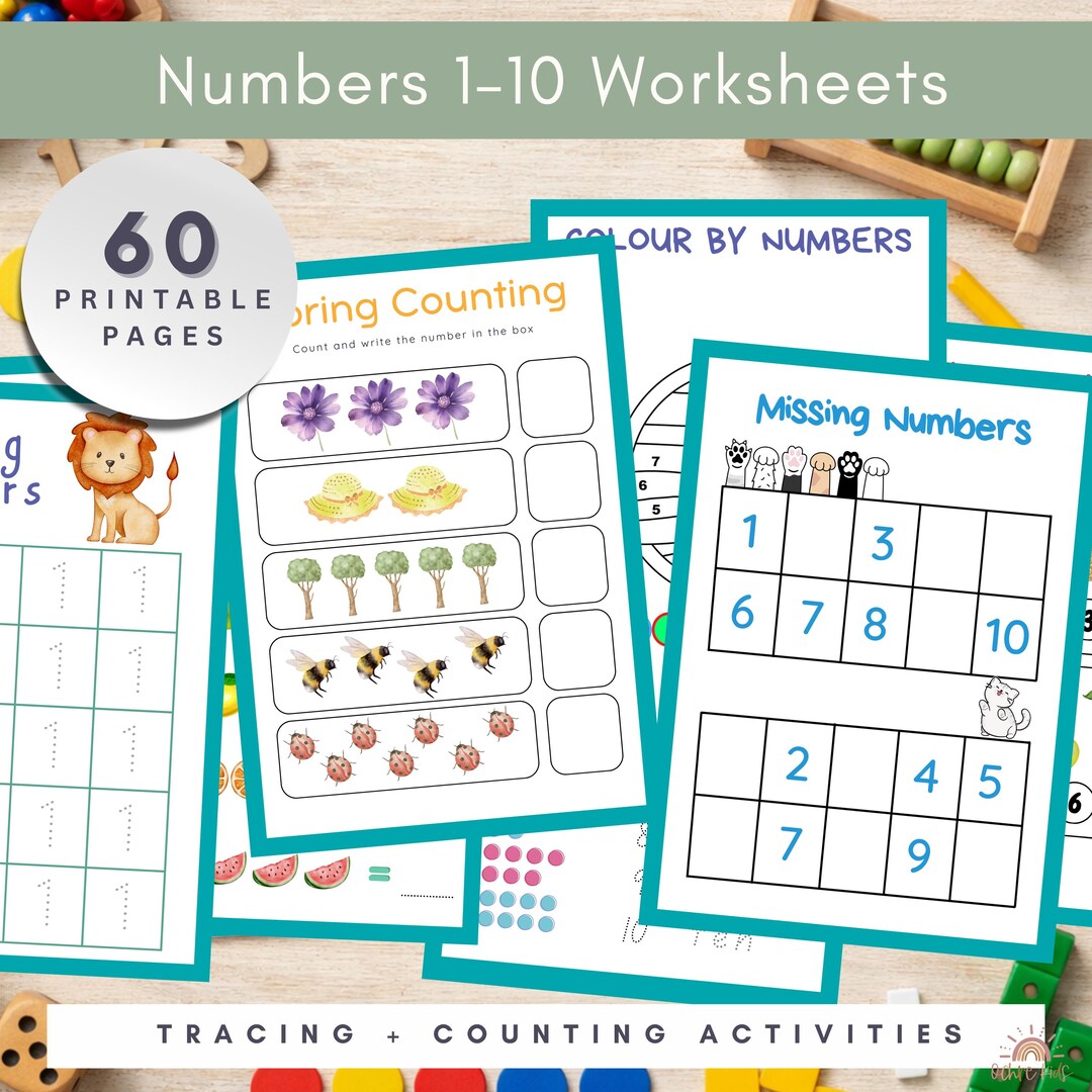 Number Worksheets 1-10 Printable PDF, Preschool Tracing, Counting ...