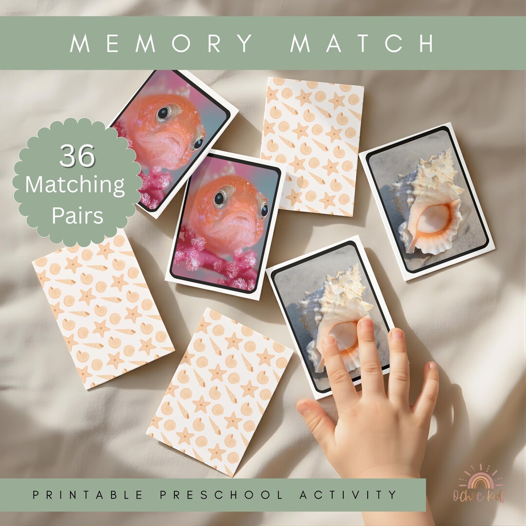 Under the Sea Memory Match Game, Ocean Animals Matching Cards ...