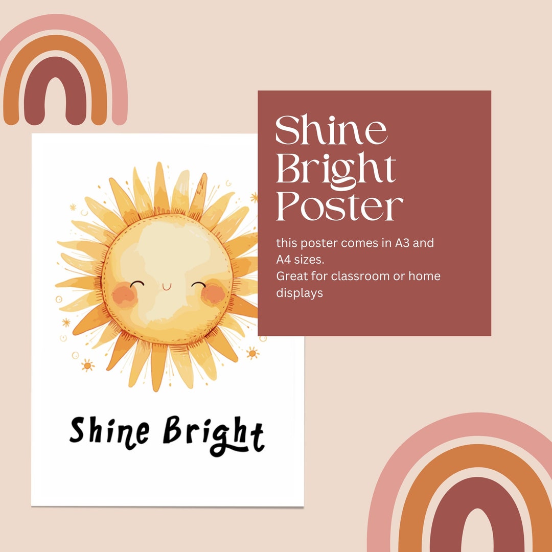 SHINE BRIGHT Sun Poster Playroom Digital Download - Etsy