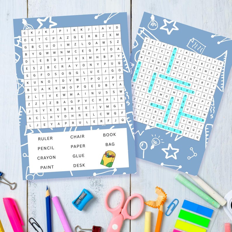 School Word Search for Kids Printable, Back to School Activity ...