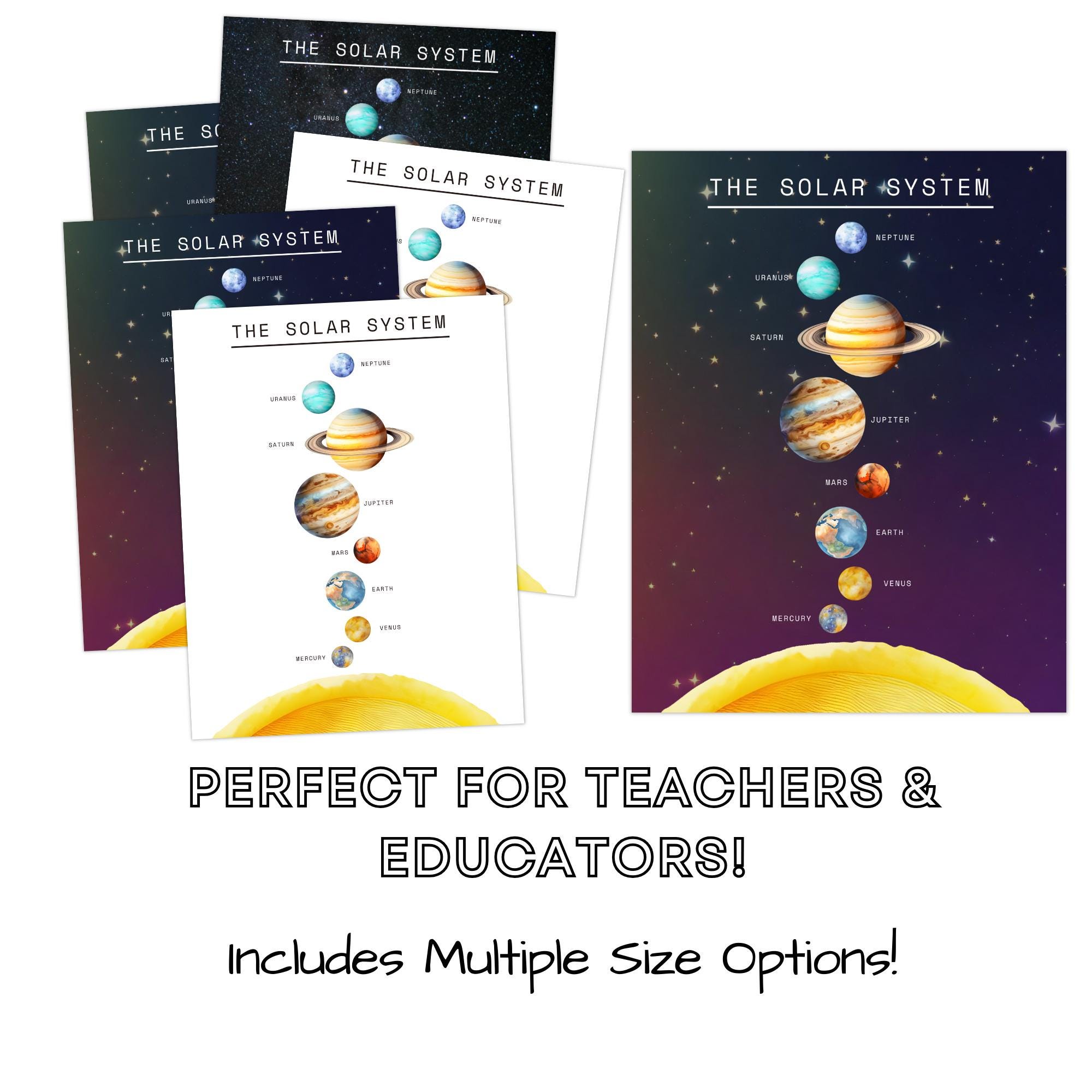 Solar System Poster Set: Educational Astronomy Print (digital Download ...