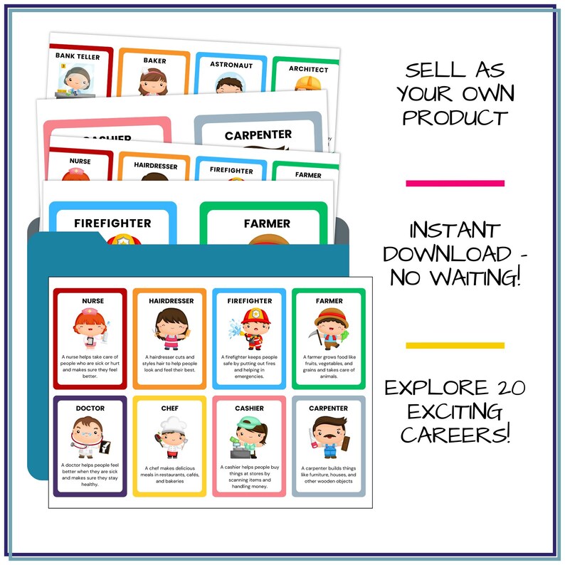 Occupation Flash Cards: Community Helpers, Early Learning (PDF & PNG ...