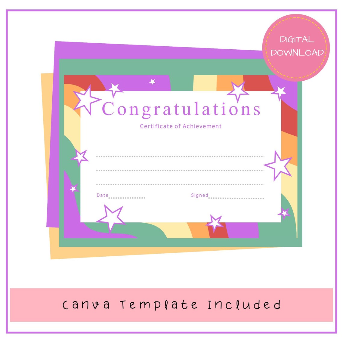 Rainbow Theme A5 Awards | Editable Canva Template + PDF and PNG | Mrr ...