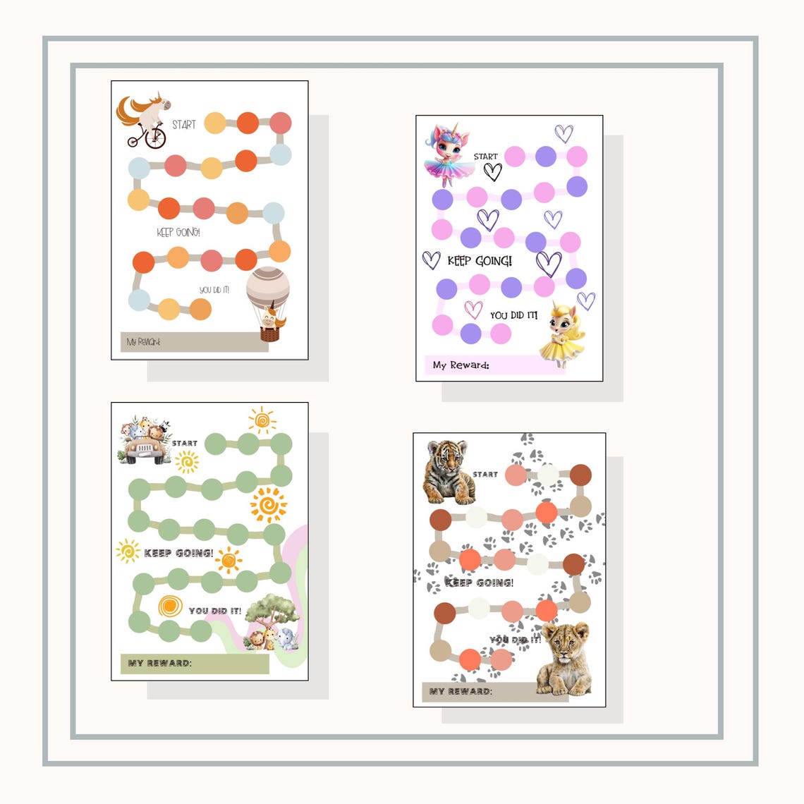 Printable Sticker Reward Charts, Preschool Sticker Chart, 10 Pack A4 ...