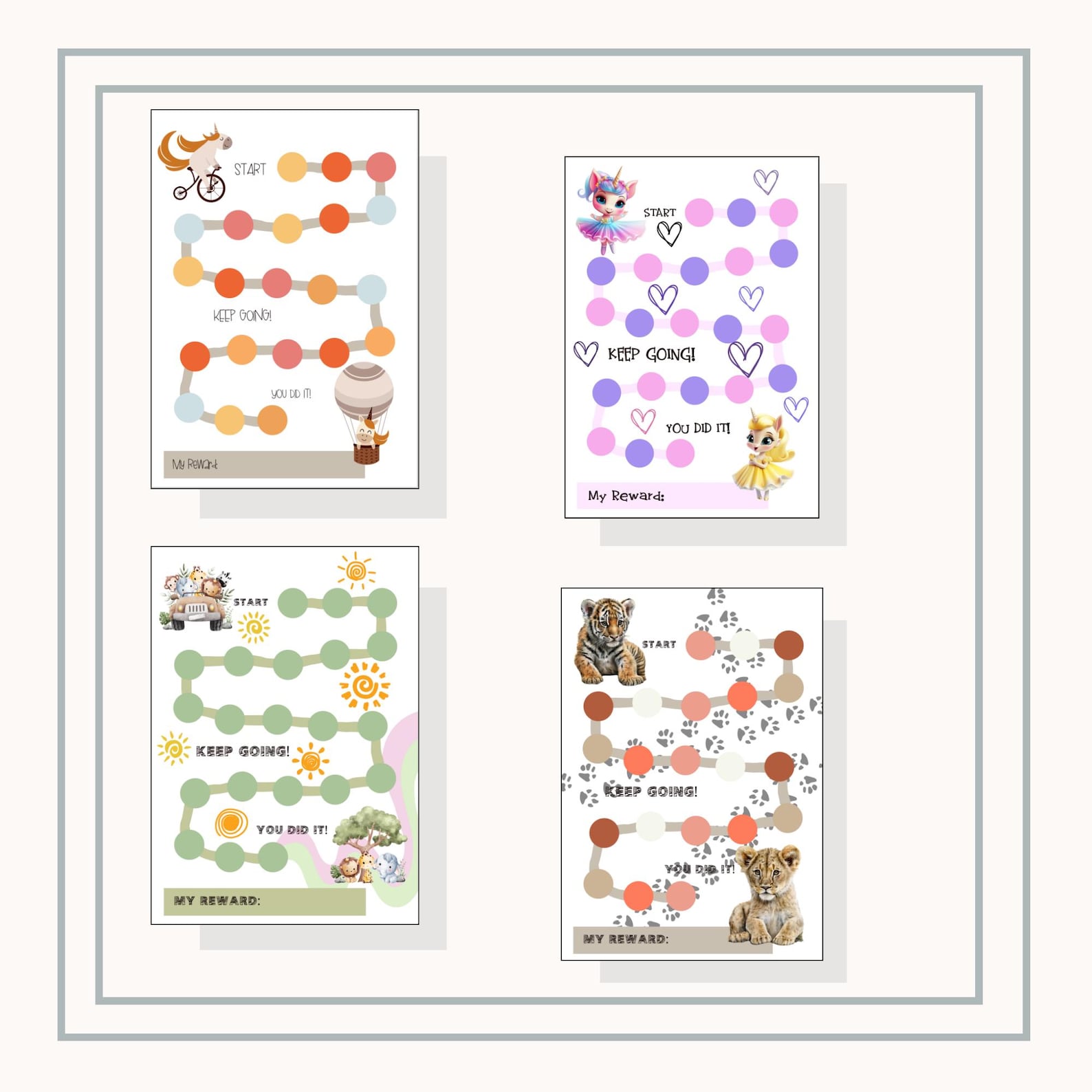 Printable Sticker Reward Charts, Preschool Sticker Chart, 10 Pack A4 ...