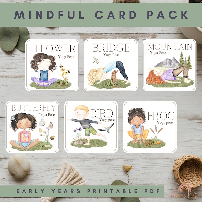Mindfulness Yoga Cards for Kids Yoga Pose Printables for Preschoolers ...