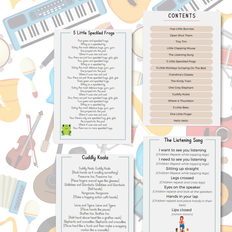 Preschool Group Time Songs Ebook | Digital Download - Etsy