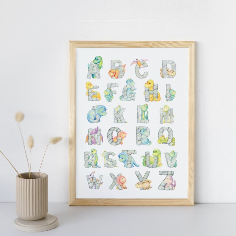 Dinosaur Alphabet Poster Kids Room Decor Nursery Decor Digital Download ...