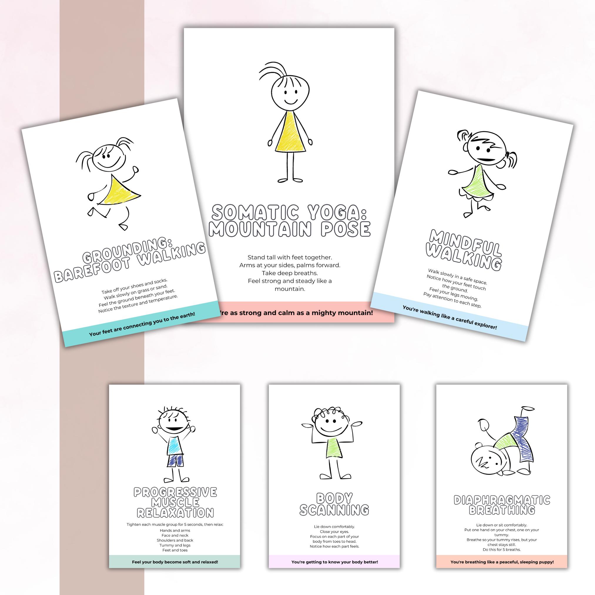 30 Grounding Technique Cards for Kids, Somatic Therapy Resource ...