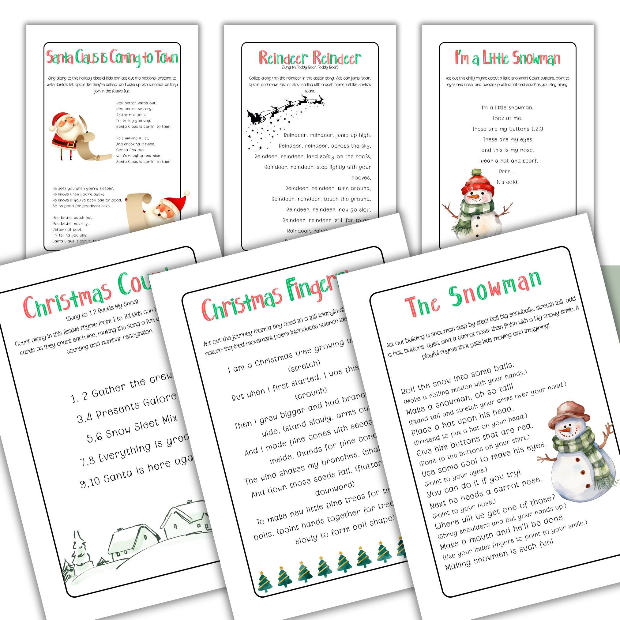 45 Christmas Circle Time Songs: Preschool Teacher Printable (PDF & PNG ...