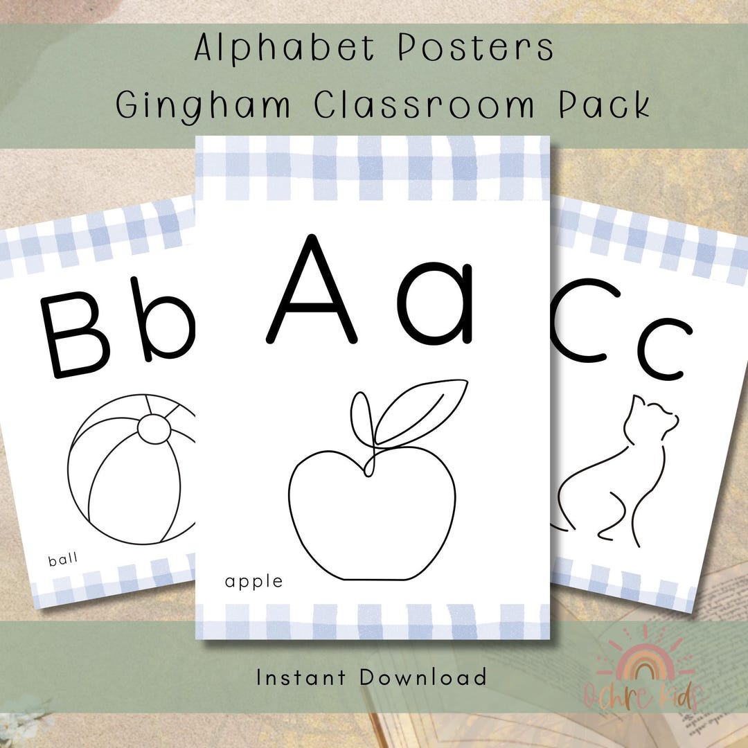 Alphabet Classroom Poster Preschool Teacher Decor Educational Wall Art ...