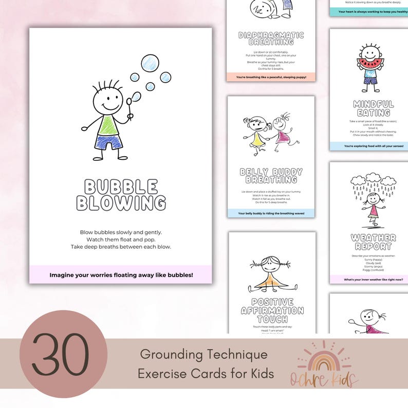 30 Grounding Technique Cards for Kids, Somatic Therapy Resource ...