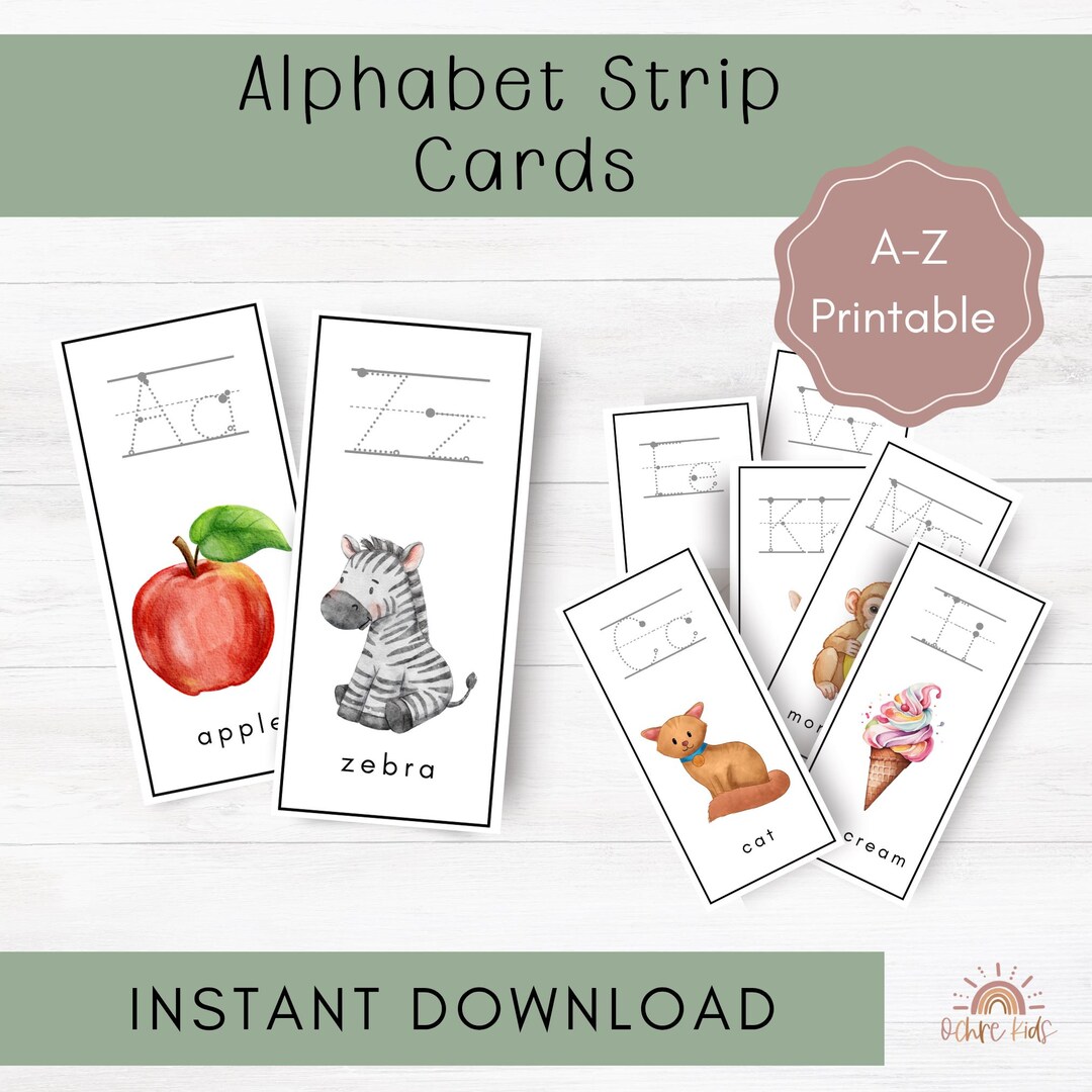 ABC Alphabet Strip Cards A–Z | Letter Tracing | Phonics Learning ...