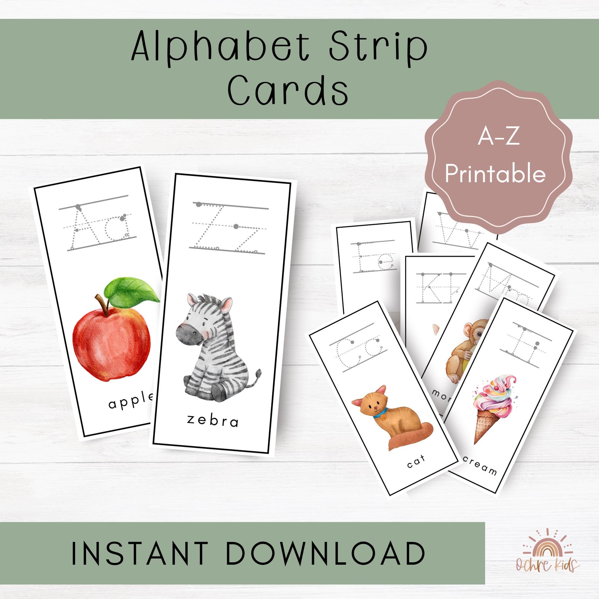 ABC Alphabet Strip Cards A–Z | Letter Tracing | Phonics Learning ...