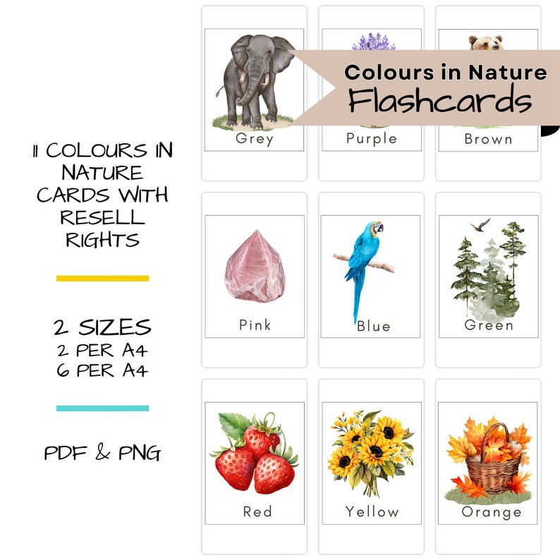Editable Nature-themed Color Flashcards | Montessori Toddler Learning ...