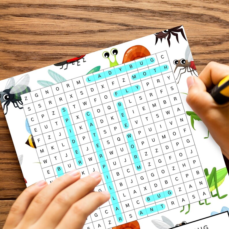 Bug Word Search Printable: Kids Activity, Elementary Resource (PDF A4 ...