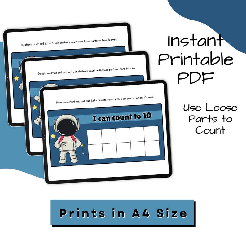 Ten Frames Activity Printable, Ten Frame Math, Learn to Count, Space ...