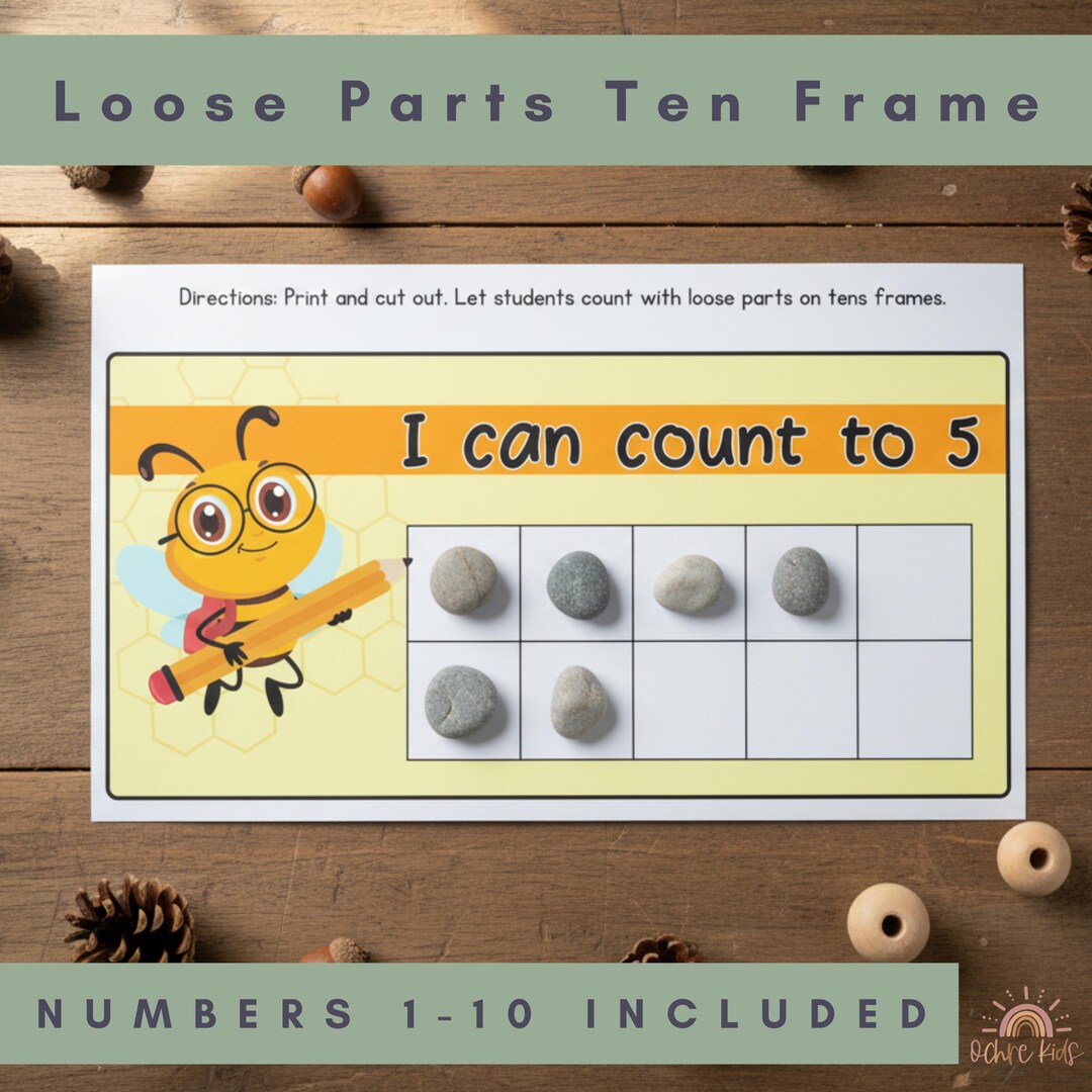 Ten Frames Printable Activity Mat Tens Frame Bee Theme Numbers 1-10 ...