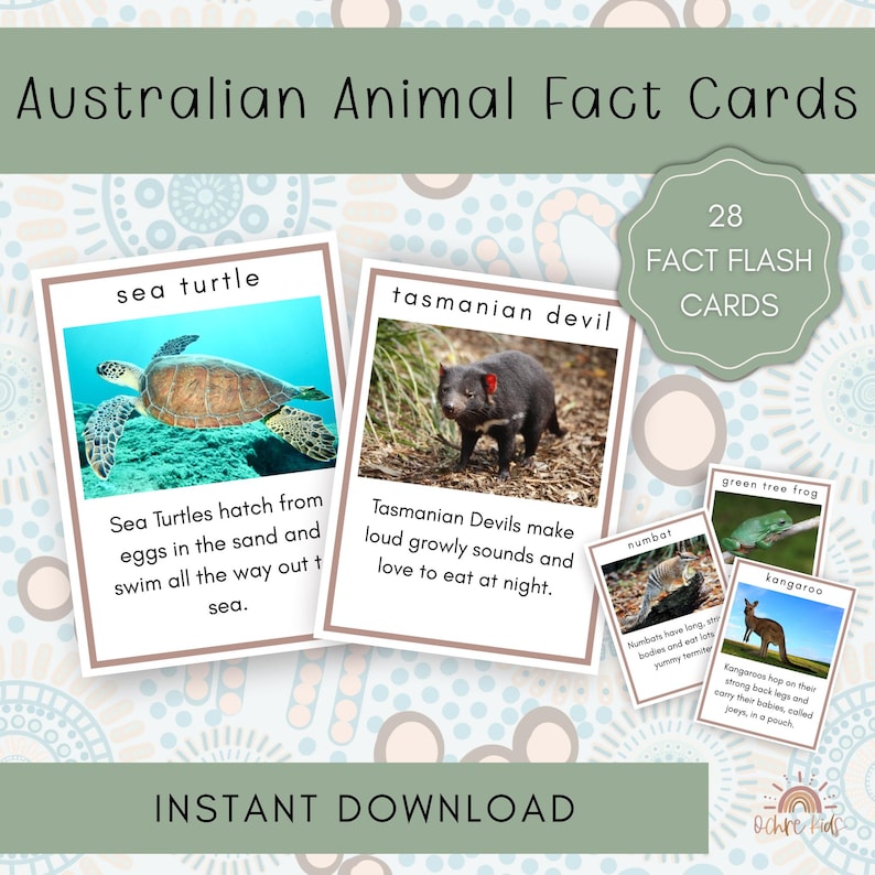 Australian Animals Fun Facts Cards Montessori Inspired Printable for ...