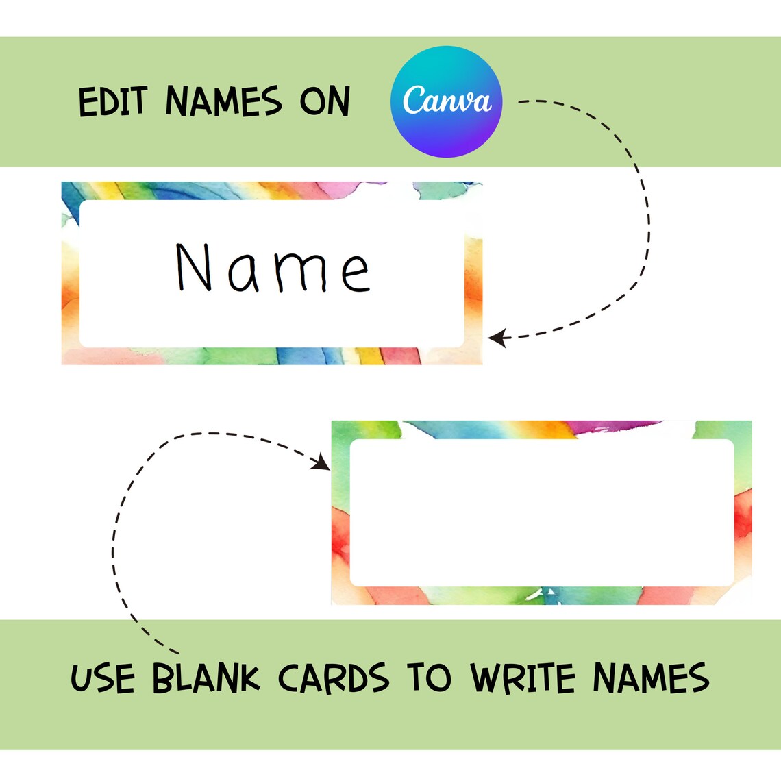 Rainbow Name Tags | Editable and Printable - Etsy