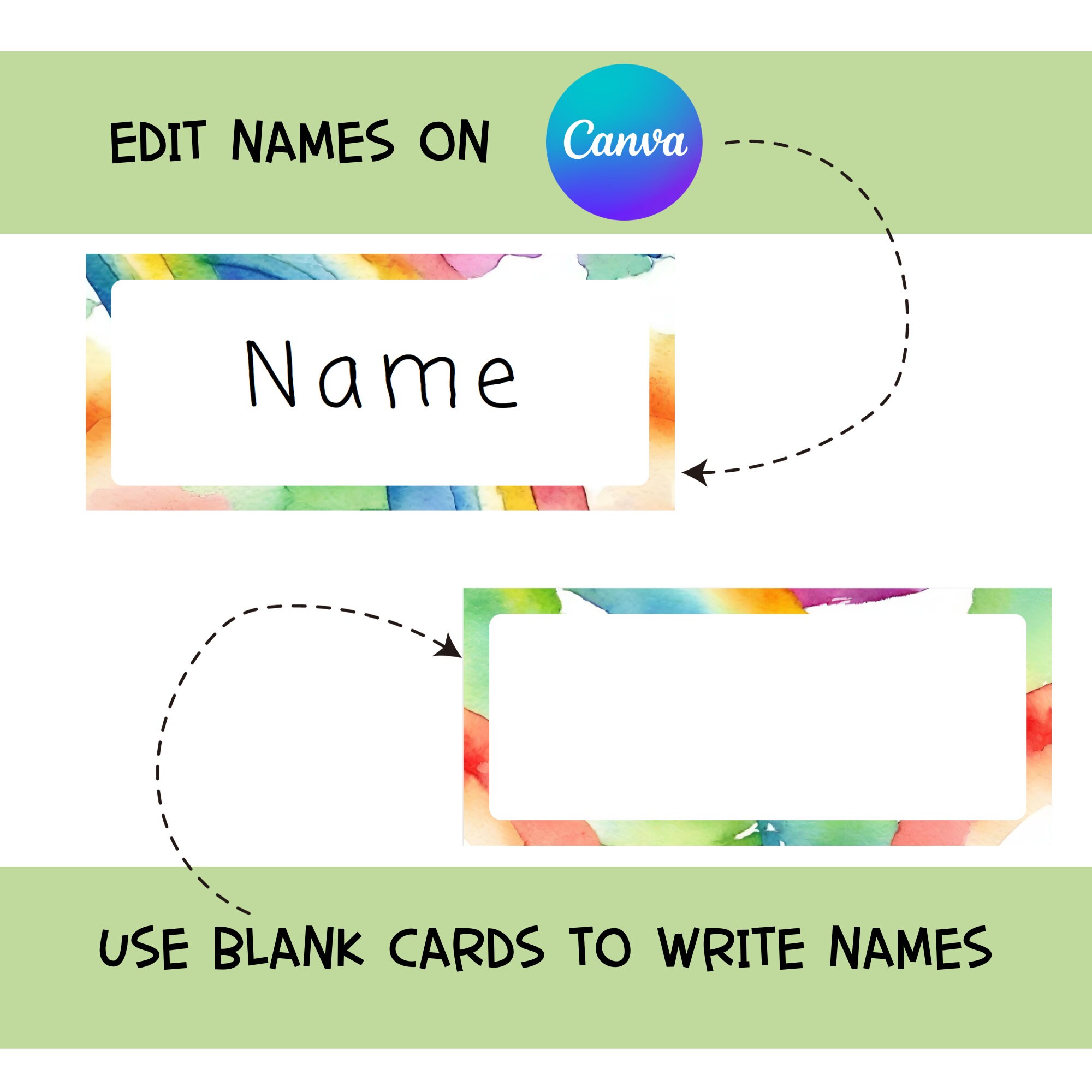 Rainbow Name Tags | Editable and Printable - Etsy