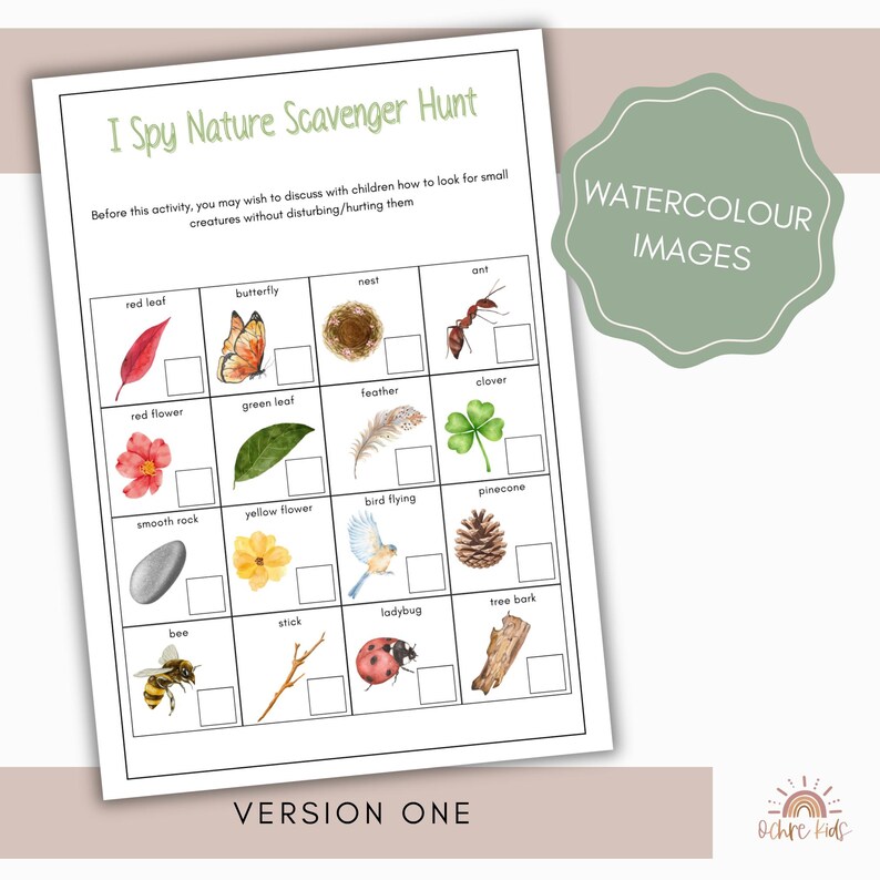 Nature Scavenger Hunt: I Spy Printable for Kids (PDF) - Etsy