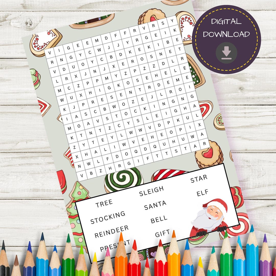 Christmas Word Search Puzzle: Festive Holiday Activity (A4 PDF ...