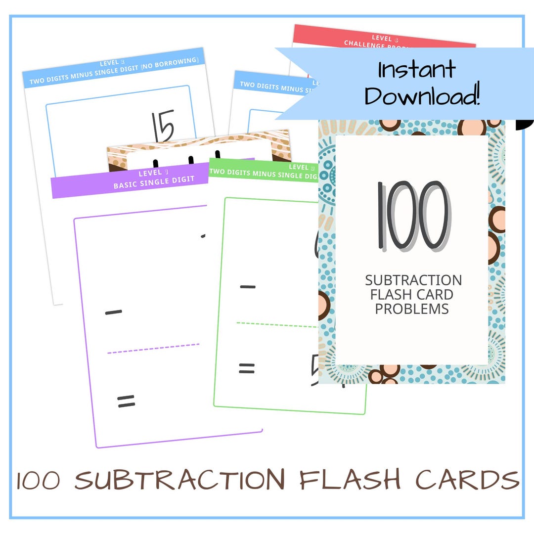 Subtraction Math Practice Printable Homeschool Basic to Advanced ...