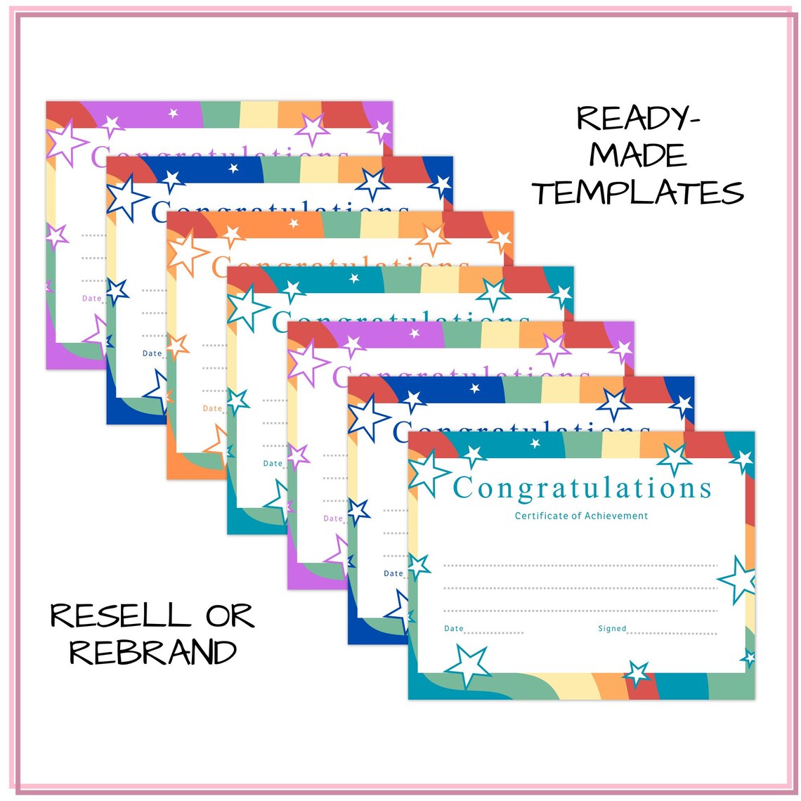 Rainbow Theme A5 Awards | Editable Canva Template + PDF and PNG | Mrr ...