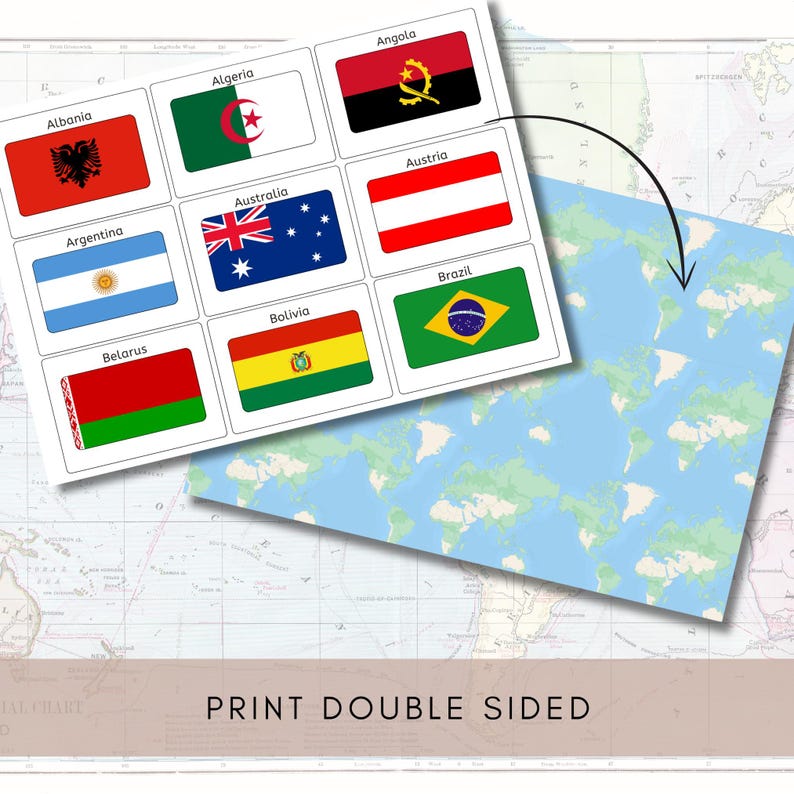 Flags of the World Flashcards: Geography Learning Aid (PDF Download A4 ...