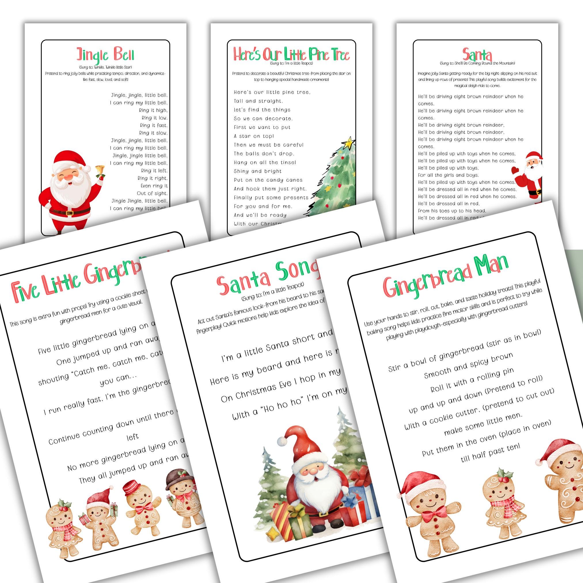 45 Christmas Circle Time Songs: Preschool Teacher Printable (PDF & PNG ...