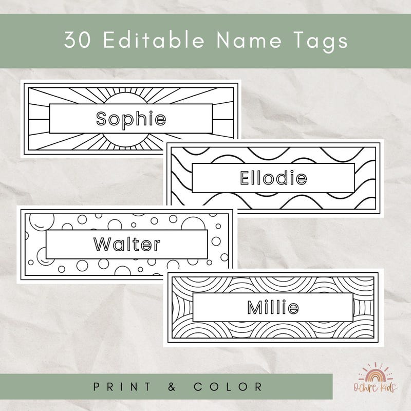 Canva Classroom Name Tag - Etsy