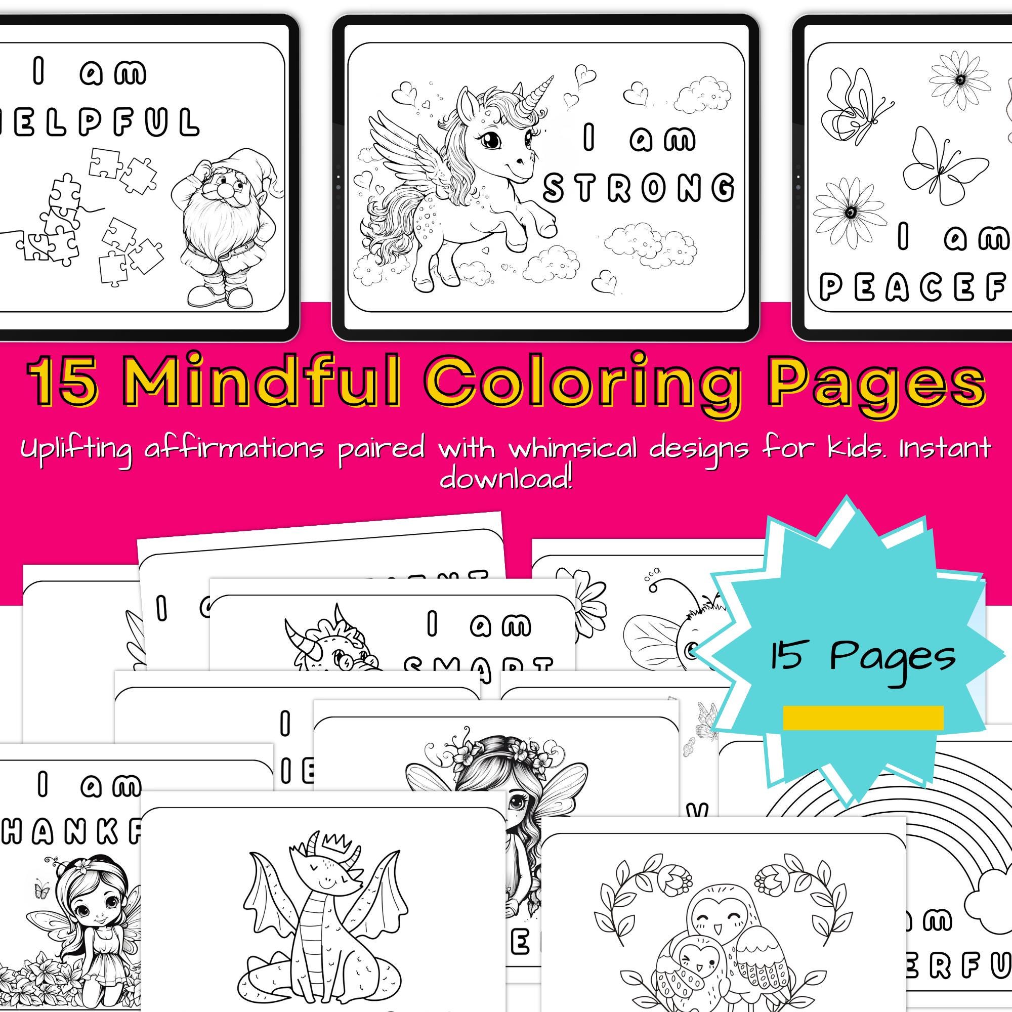 Mindfulness Coloring Pages, Positive Affirmation Coloring Book, Kids ...