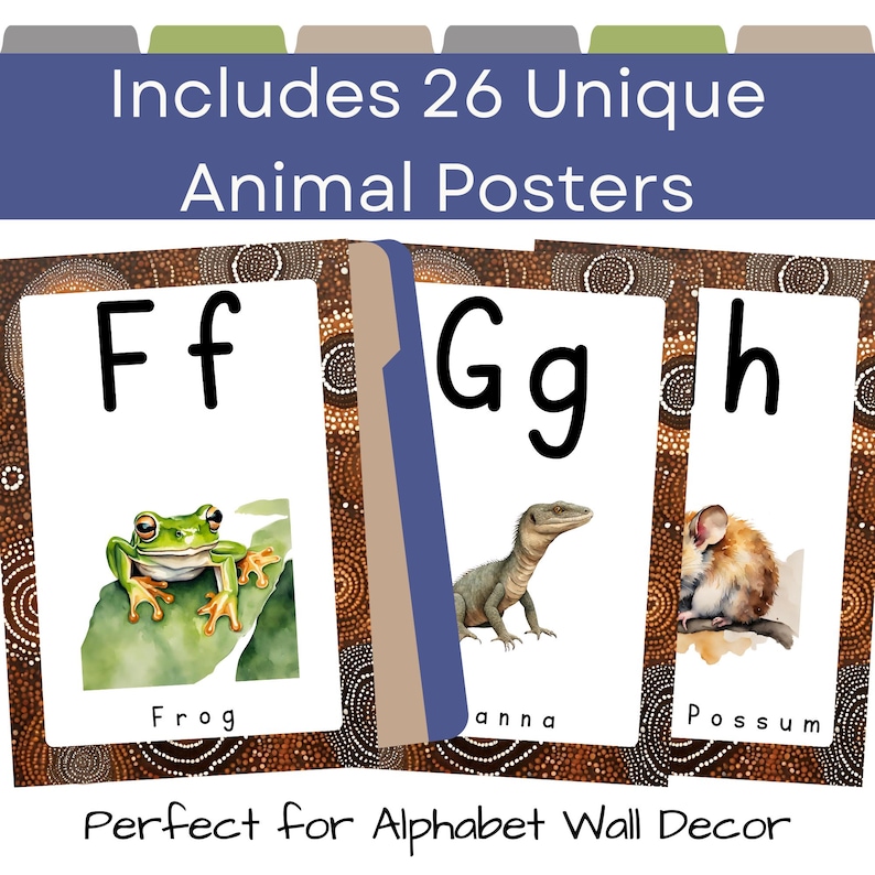 Australian Animal ABC Cards: Dot Painting Flashcards (digital Download ...