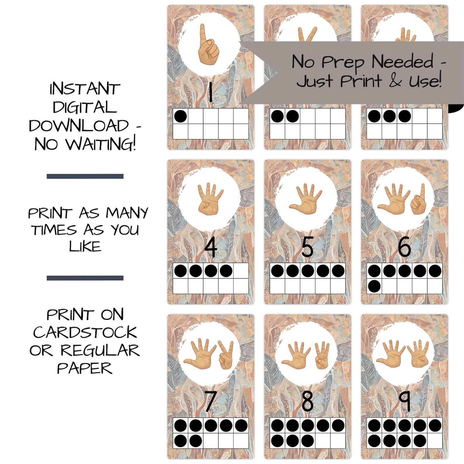 Subitizing Number Cards 1-10: Homeschool Classroom Resource (digital ...