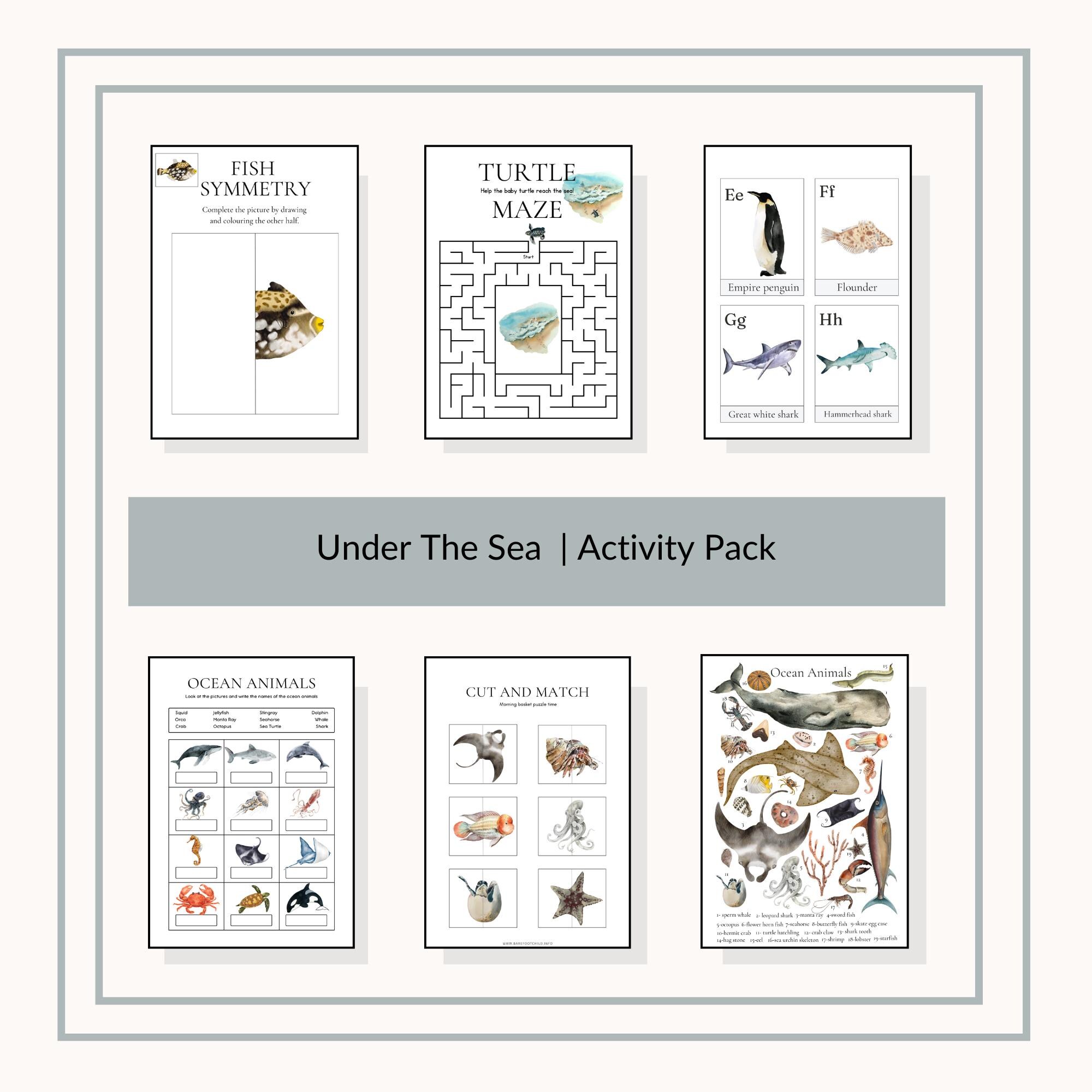 Under the Sea Activity Pack for Kids Ocean Activity Pack Including ...