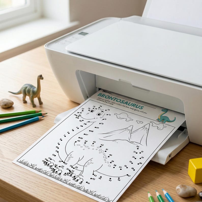 Dinosaur Dot to Dot Printable – Preschool Counting Worksheets (PDF) - Etsy