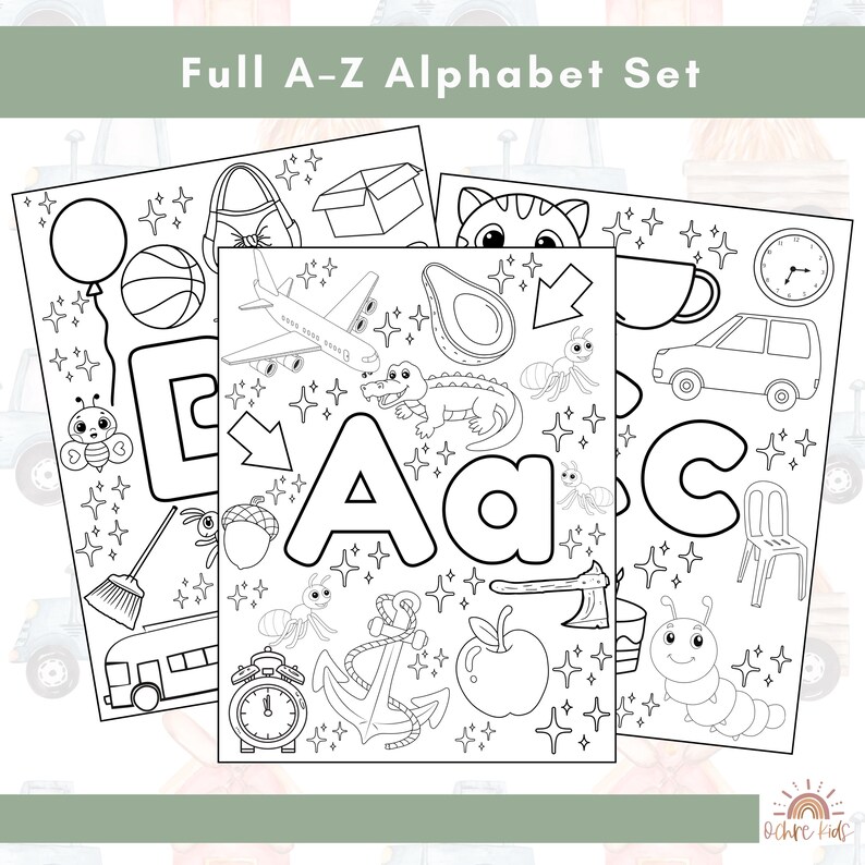 Alphabet Coloring Pages A-Z Printable, Preschool Letter Worksheets ...