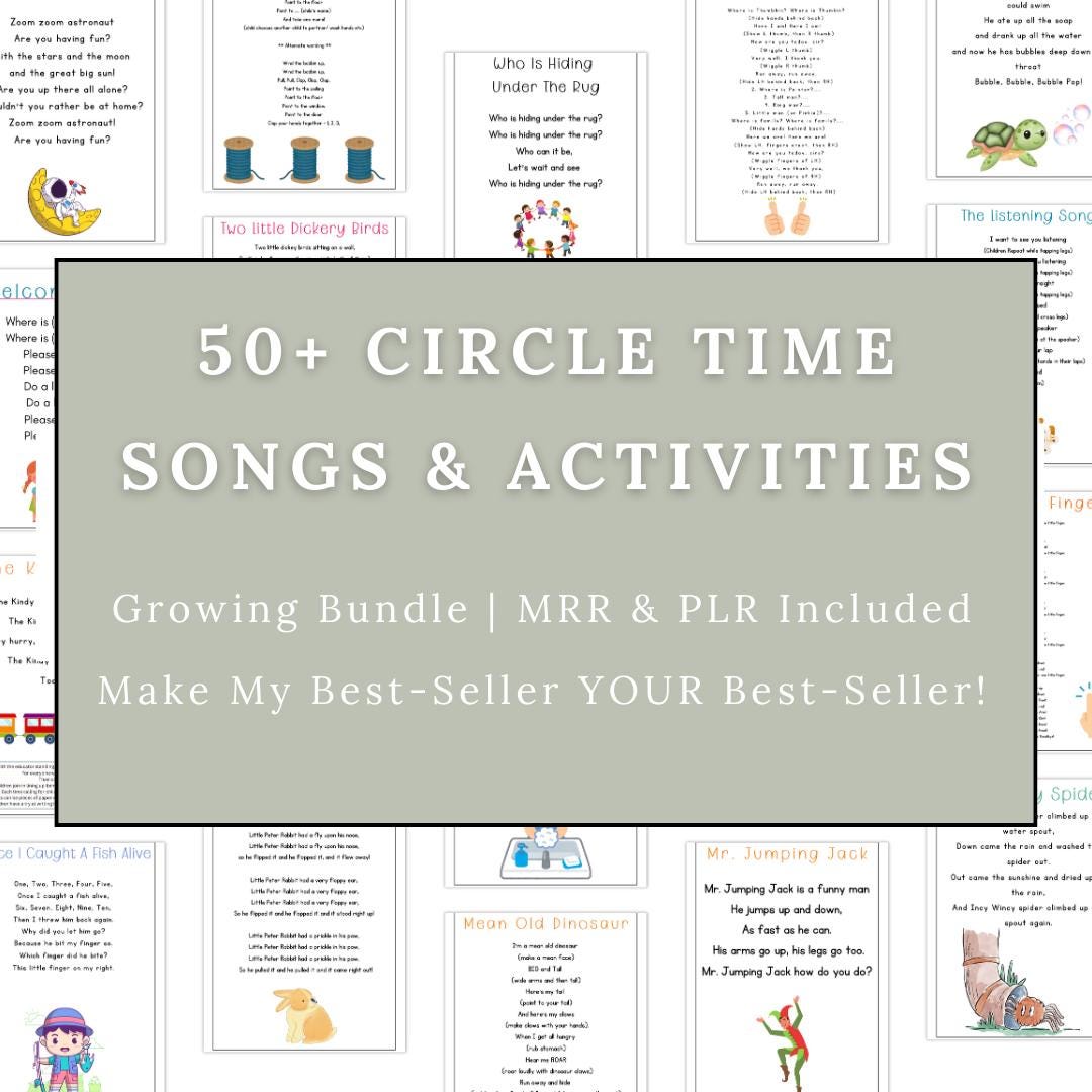 Circle Time Songbook: 50+ Preschool Songs & Activities (MRR/PLR) - Etsy