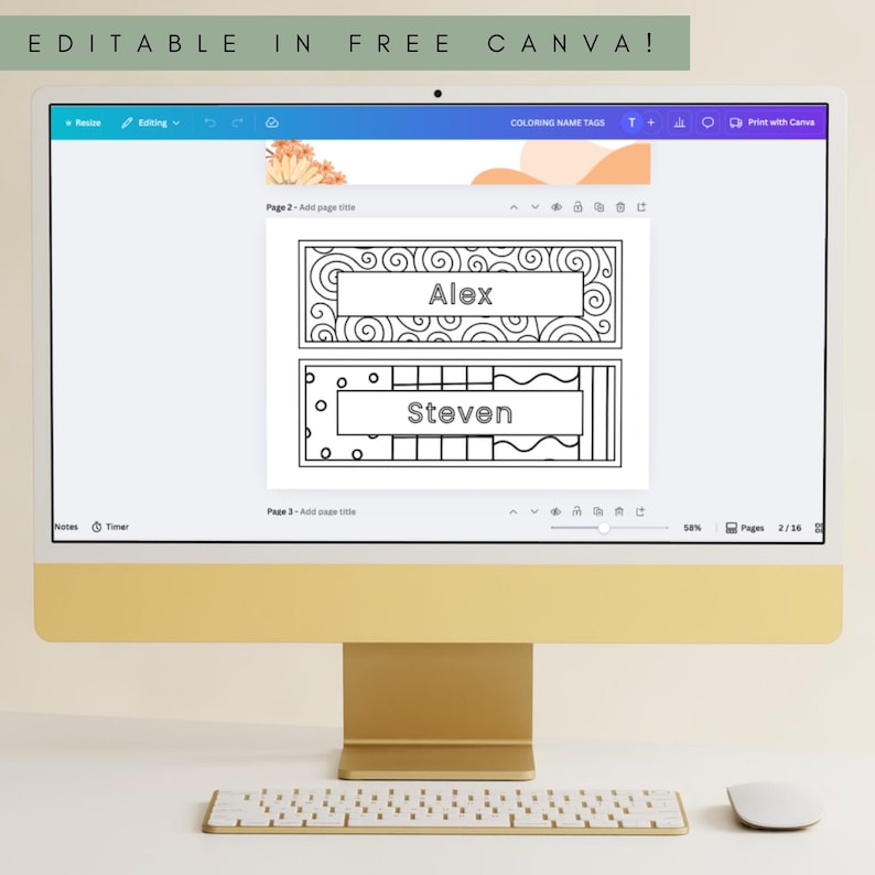 Name Tags for Classroom Desk for Kids to Color and Decorate Instant ...