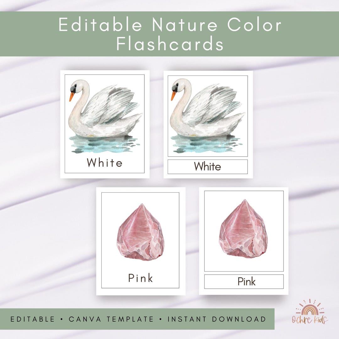Editable Nature Color Flashcards | Montessori Color Cards for Toddlers ...