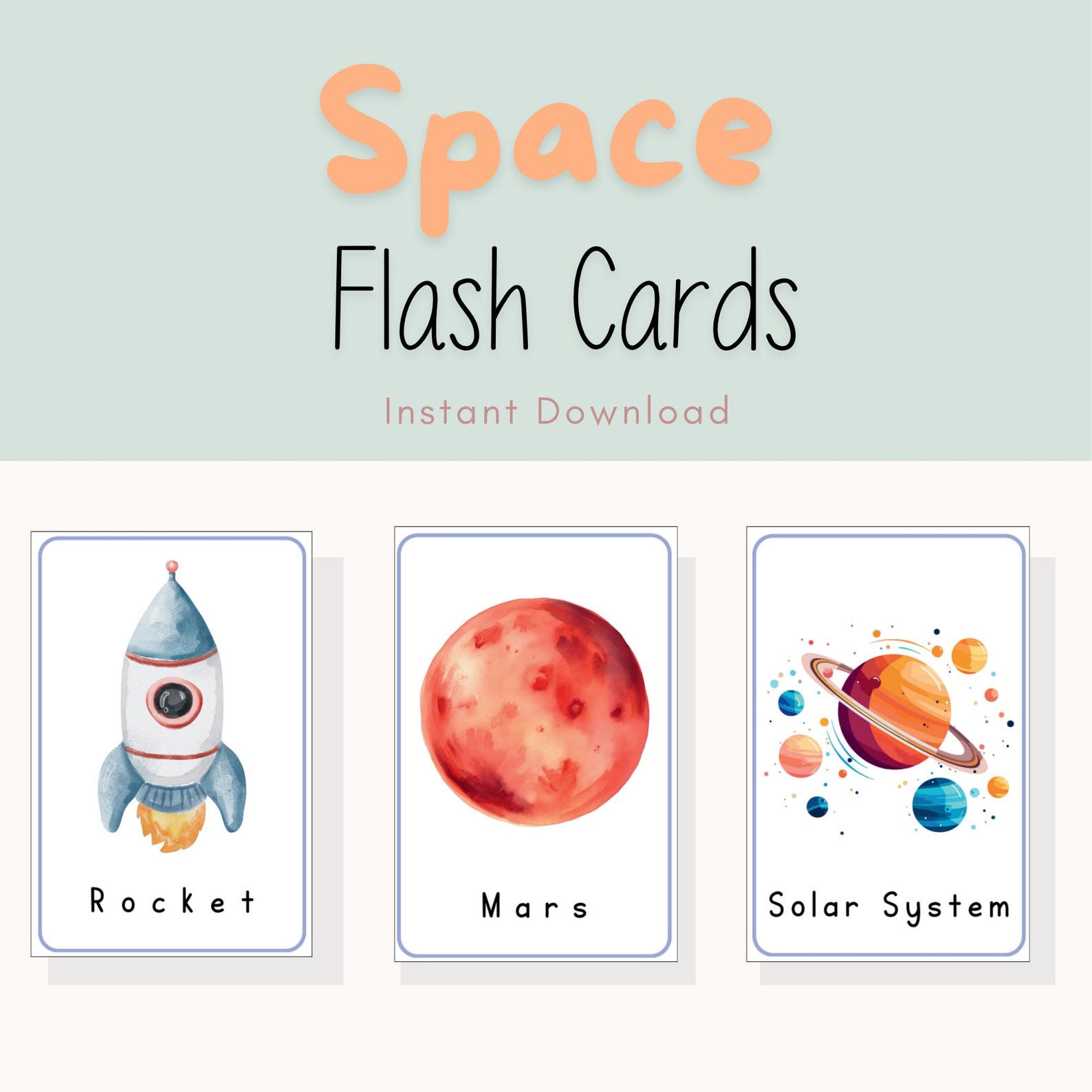 Space Flash Cards, Learning Cards, Educational Flash Cards, Homeschool ...