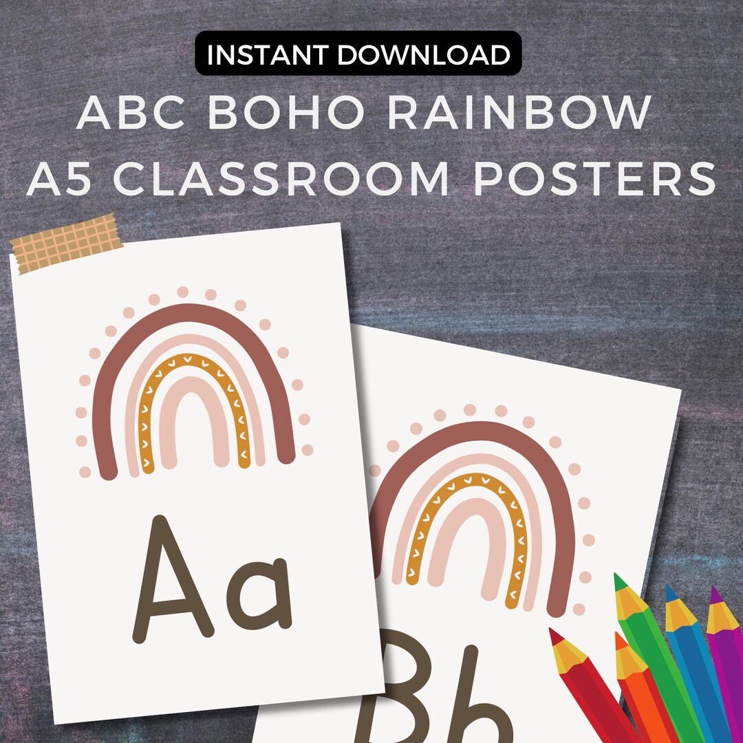 Boho Rainbow Alphabet Posters A-Z: Classroom Decor (PDF & JPG ...
