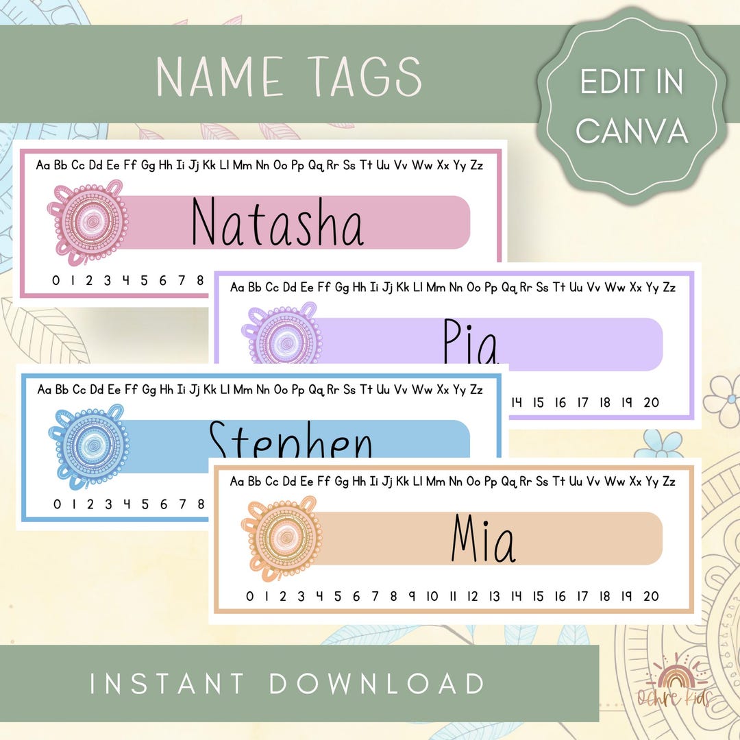 Editable Mandala Desk Name Plates, Classroom Decor (digital Download ...