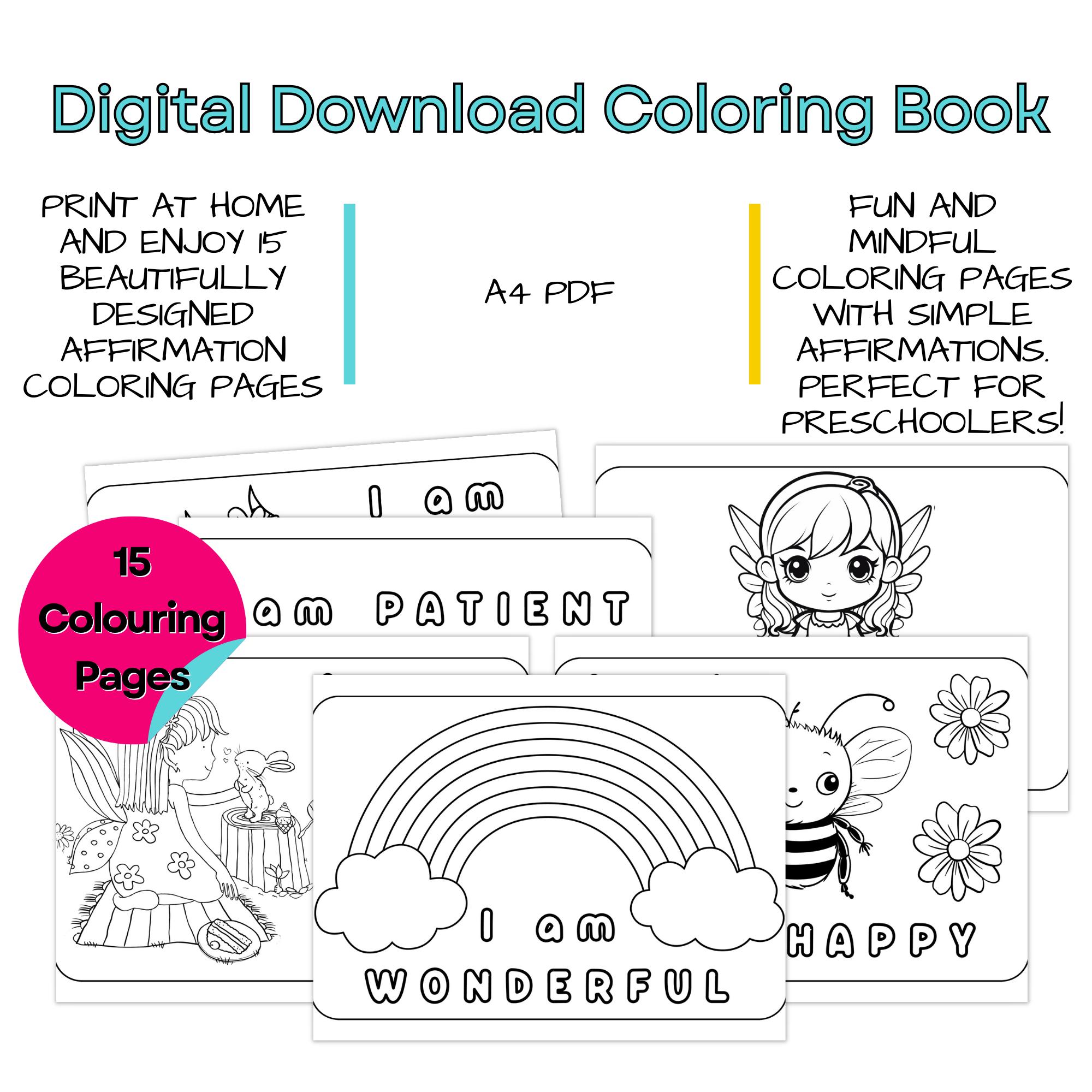Mindfulness Coloring Pages, Positive Affirmation Coloring Book, Kids ...