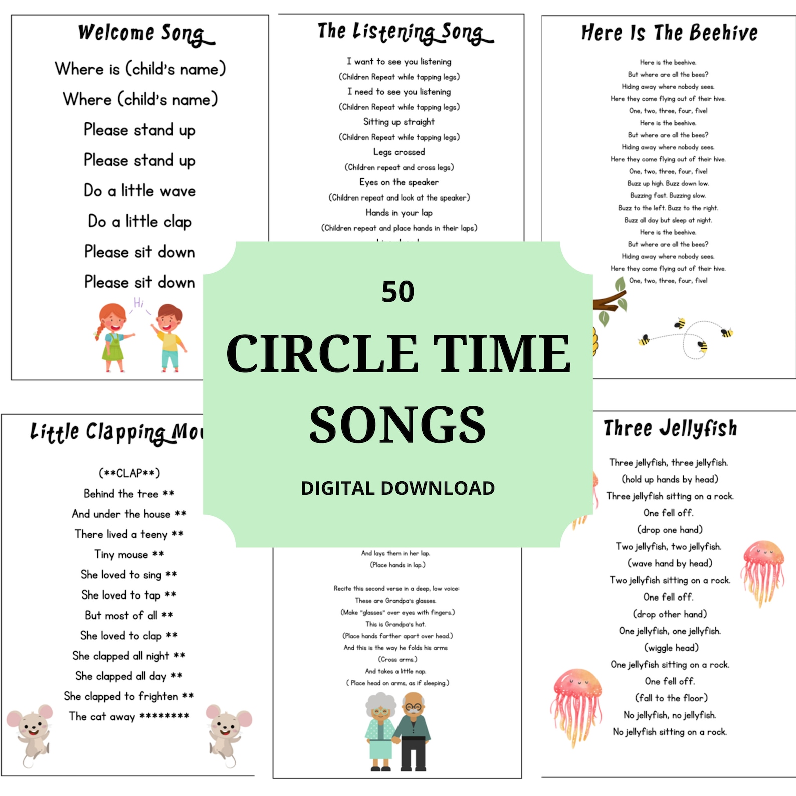 GROUP TIME Song Book, Circle Time Ebook 50 Preschool Songs With Lyrics ...