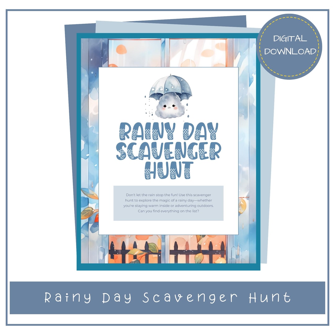 Rainy Day Scavenger Hunt for Kids: Indoor & Outdoor Activity (digital ...