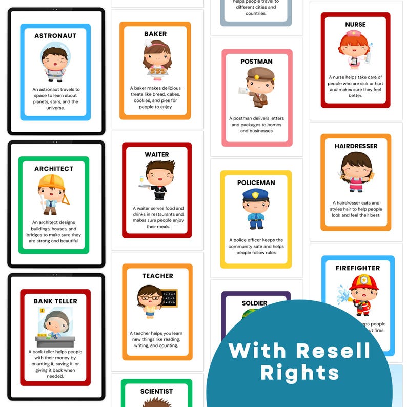 Occupation Flash Cards: Community Helpers, Early Learning (PDF & PNG ...