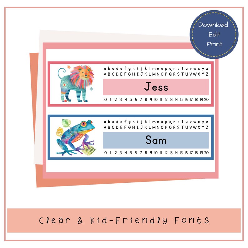 Editable Jungle Theme Name Tags for Preschool | Desk Name Plates With ...